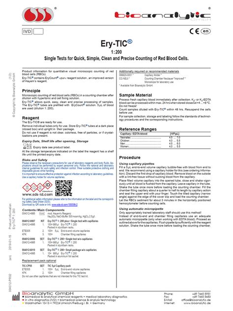 Hematology Kitprotocol Ery Tic 200 Pdf