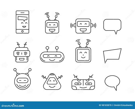 Set Chat Bot Vector Icon Faces Stock Vector Illustration Of Application Chatting 98183870