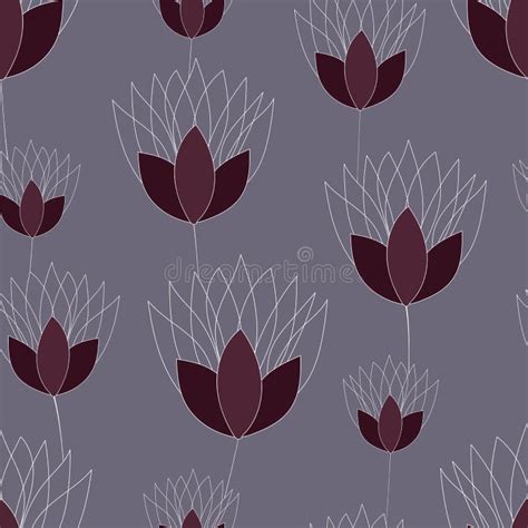 vector gray seamless pattern background lotus strings stock vector