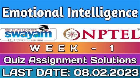 Emotional Intelligence Week 1 Assignment Answers 2023 Nptel Answers