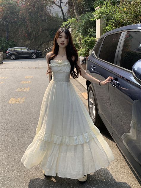 민 소매 나시 프릴 쉬폰 린넨 슬림 핏 A 라인 플레어 롱 원피스 여행 신혼 부부 신행 해외 동남아 룩 코디