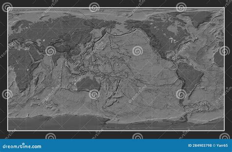Tectonic Plate Boundaries On The World Bilevel Map 180 Pm Pat Stock Illustration