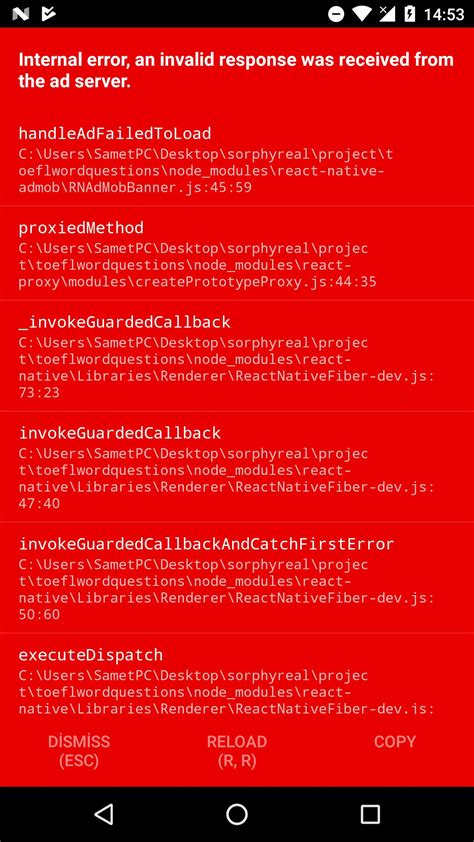 Reactjs React Native Admob Internal Error Stack Overflow