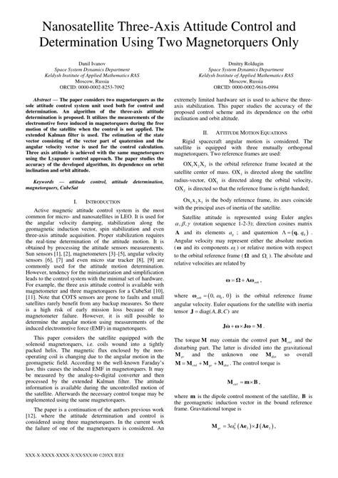 Pdf Nanosatellite Three Axis Attitude Control And Determination Using