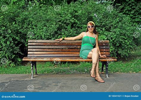 Woman Sitting Alone On Bench Stock Image Image Of Sitting Outside