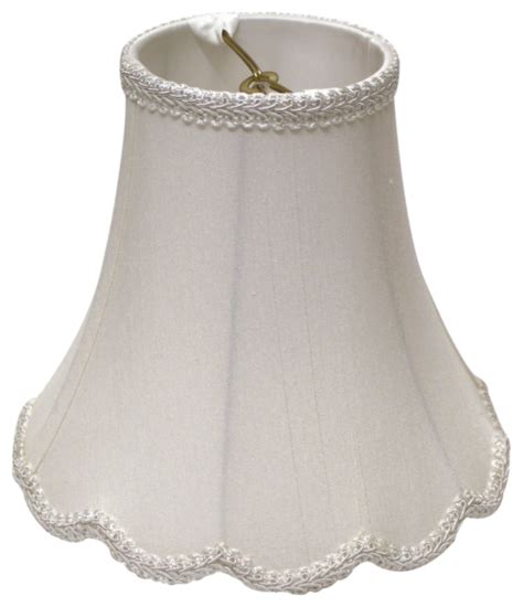 8 White Slanted Scallop Bell Monay Shantung Lampshade Traditional