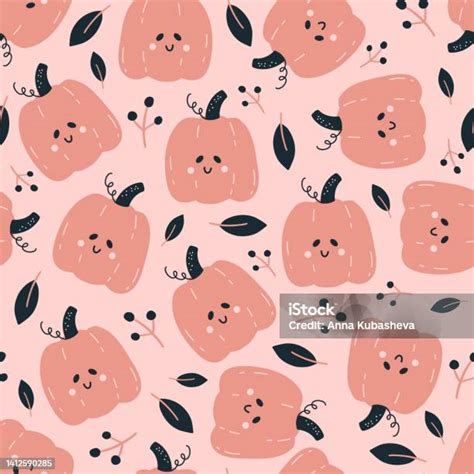 재미있는 캐릭터 호박과 휴일 원활한 패턴 할로윈 벡터 일러스트레이션 스칸디나비아 스타일의 창조적 인 유치한 질감 직물 섬유에 적합 0명에 대한 스톡 벡터 아트 및 기타