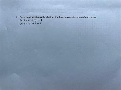 Solved Determine Algebraically Whether The Functions Are Chegg
