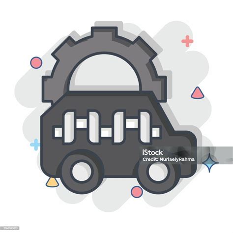 아이콘 크랭크 샤프트 자동차 정비 기호와 관련이 있습니다 만화 스타일 간단한 일러스트레이션 가격에 대한 스톡 벡터 아트 및 기타