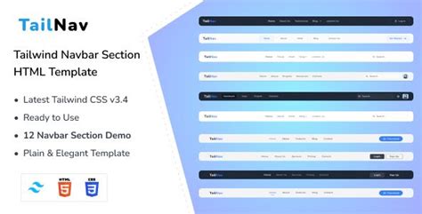 Tailnav Tailwind Css 3 Navbar Section Html Template