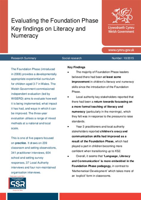 Pdf Evaluating The Foundation Phase Key Findings On Literacy And Numeracy