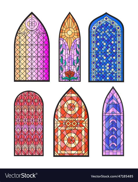 Cathedral Mosaic Windows Set Royalty Free Vector Image