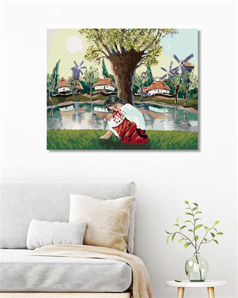 диамантени гоблени СЕЛСКО МОМИЧЕ КРАЙ ЕЗЕРОТО Zuty Bg