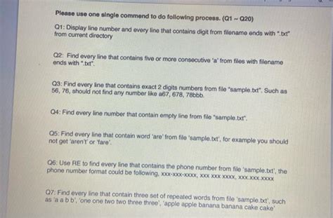 Solved Please Use One Single Commend To Do Following