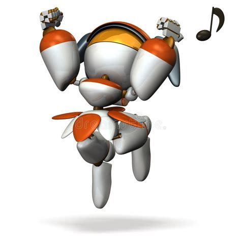 A Cute Robot Is Pleased While Jumping Stock Illustration Illustration Of Generated Jumping