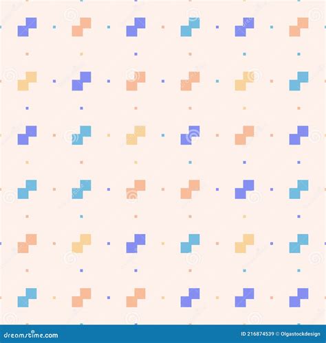 Vector Minimalist Seamless Pattern With Small Colorful Squares Pixel Art Style Stock Vector