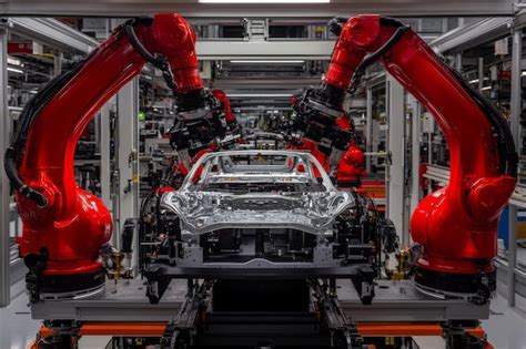 Robotic Assembly Line For Automobile Manufacturing Premium Ai
