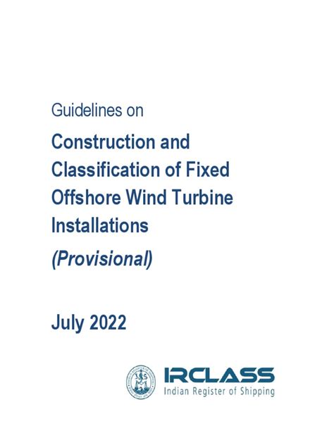 Provisional Guidelines On Construction And Classification Of Fixed Offshore Wind Turbines
