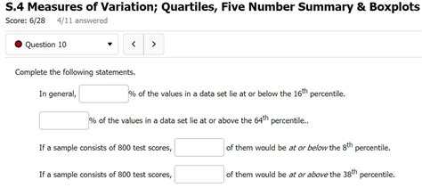 Solved 54 Measures Of Variation Quartiles Five Number Summary