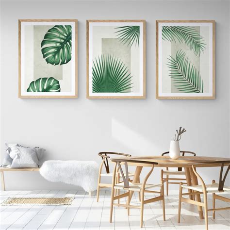 Minimalist Tropical Leaves Print Set Of 3 With Free Uk Delivery
