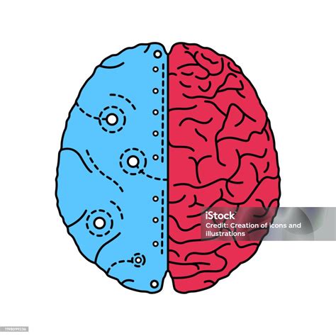인공 뇌 색 선 아이콘입니다 인간의 뇌와 유사한 인지 능력을 가진 소프트웨어 및 하드웨어 웹 페이지 모바일 앱 프로모션에 대한 픽토그램 Ui Ux Gui 디자인 요소입니다