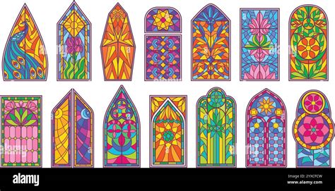 Stained Glass Windows Colored Art Glass Mosaics With Ornamental Floral