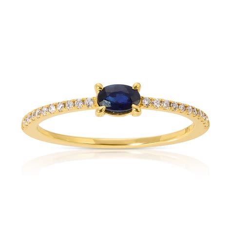 14k Oval Blue Sapphire Stack Ring With Diamonds Saint By Ira Dewitt