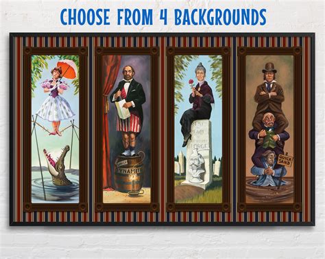 Haunted Mansion Stretching Room Portraits On Wallpaper Background