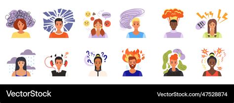 People With Negative Thinking Set Man And Woman Vector Image