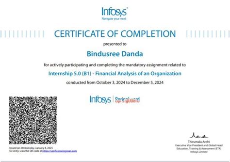 bindu sree danda on linkedin infosysspringboard financialanalysis