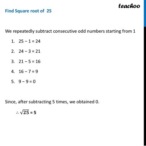 Finding Square Root Through Repeated Subtraction Example With Video