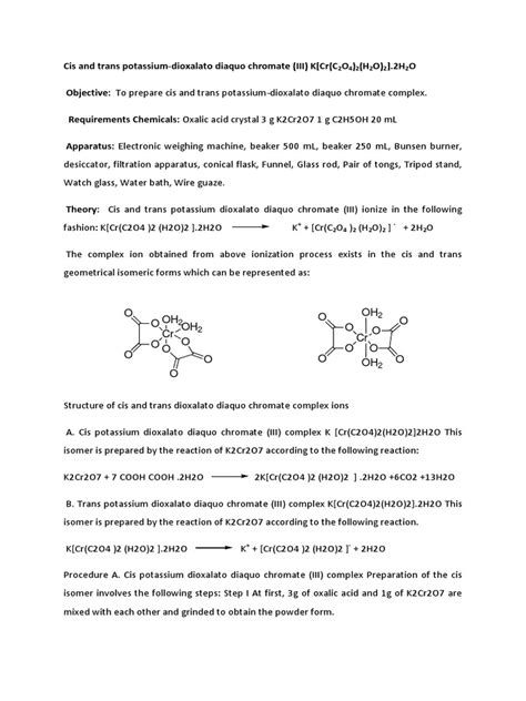 Cis And Trans Potassium Pdf Water Chemical Compounds