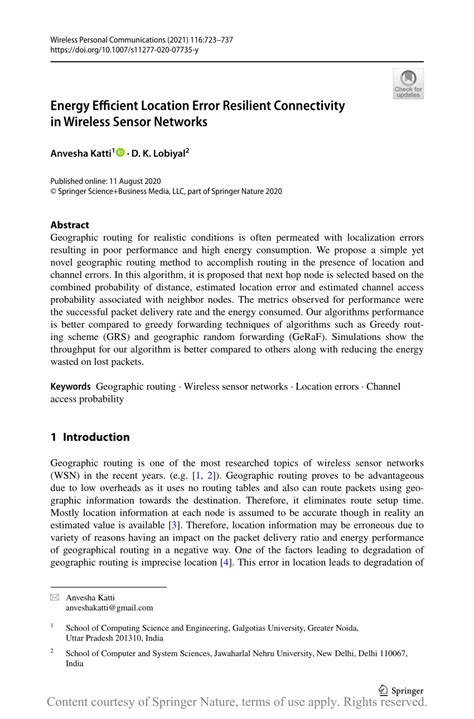 Energy Efficient Location Error Resilient Connectivity In Wireless Sensor Networks Request Pdf