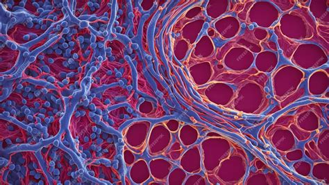 Microscopic Visualization Of Cells Showcasing Biological Structure And Connections Premium Ai