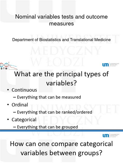 Nominal Variables Tests And Outcome Measures Lecture 4 Pdf Chi