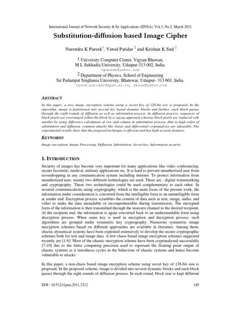 Pdf Substitution Diffusion Based Image Cipher Dokumentips