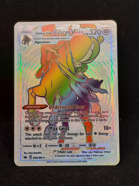 Shadow Rider Calyrex Vmax Rainbow Shiny Holographic Uv Printed Plastic