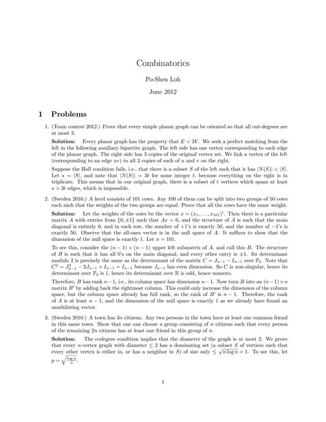 Solution Combinatorics Po Shen Loh Mop Black 2012 Studypool