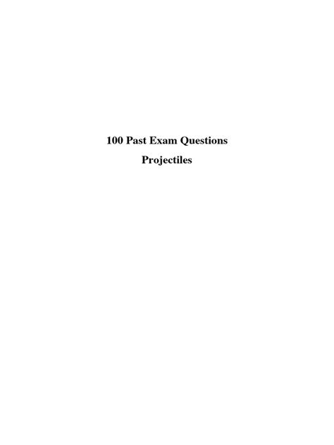Projectiles Past Exam Questions Pdf