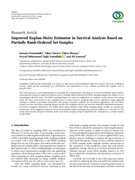Pdf Improved Kaplan Meier Estimator In Survival Analysis Based On