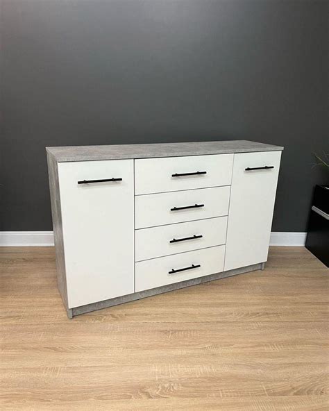 ᐉ Комод Standart 4 2 ДСП 1250х350х810 мм Бетон Білий 10084842 • Краща ціна в Києві Україні