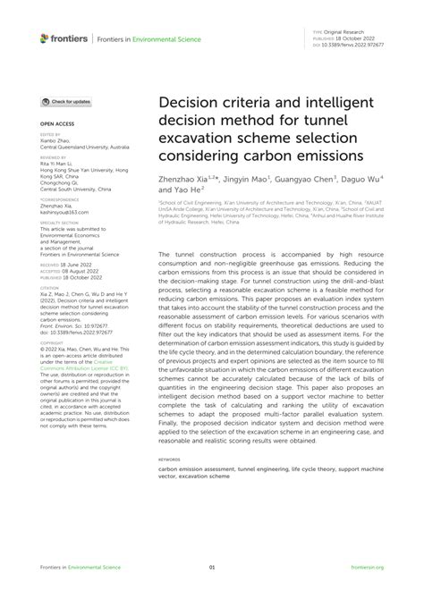 Pdf Decision Criteria And Intelligent Decision Method For Tunnel Excavation Scheme Selection