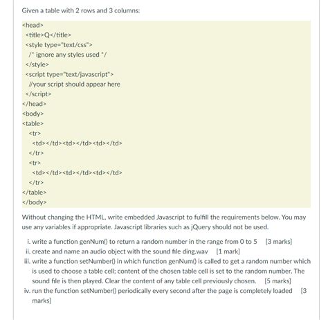 Solved Given A Table With Rows And Columns Chegg Com
