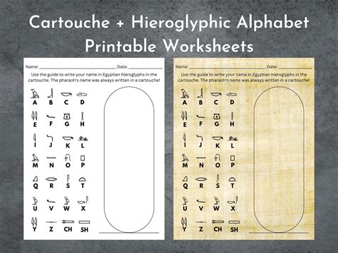 Ancient Egyptian Hieroglyphic Alphabet Cartouche Printable Worksheets Library
