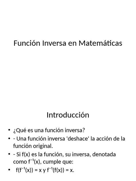 Funcion Inversa Presentacion 1 Pdf
