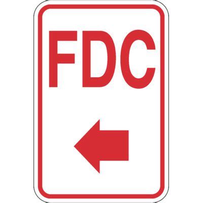 Fire Department Connection Sign Fdc With Left Arrow Seton