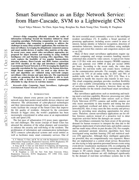 Pdf Intelligent Surveillance As An Edge Network Service From Harr Cascade Svm To A