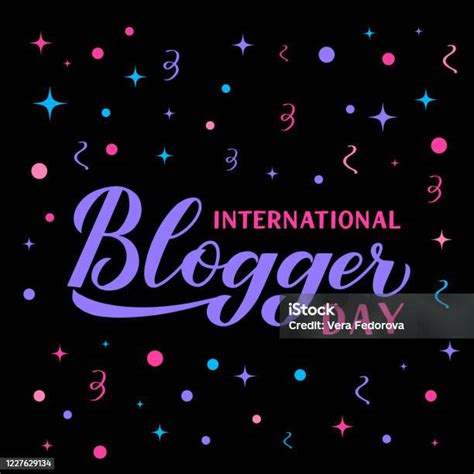 색종이 벡터 배너와 국제 블로거 의 날 서예 손 문자 소셜 미디어 휴일 타이포그래피 포스터 전단지 스티커 등을 위한 템플릿을