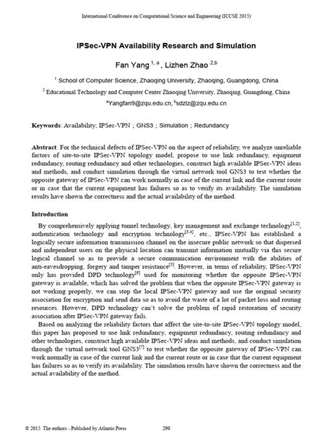 Ipsec Vpn Availability Research And Simulation Pdf Computer Network Virtual Private Network