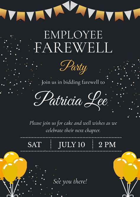 Sample For Colleague Farewell Invitation Free Professional Employee